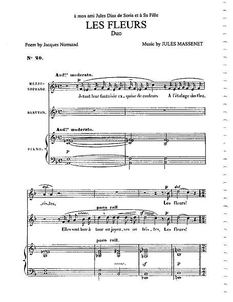 Les fleurs Duo - Voz, Piano - Partituras - Cantorion - Partituras grátis