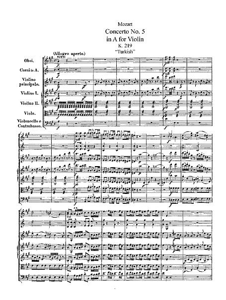 Violin Concerto No. 5 Full Score - - Partituras - Cantorion ...