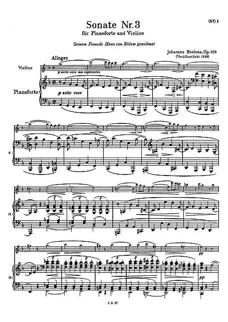 Violin Sonata No. 3 - Op. 108 - Johannes Brahms - Partituras - Cantorion - Partituras grátis